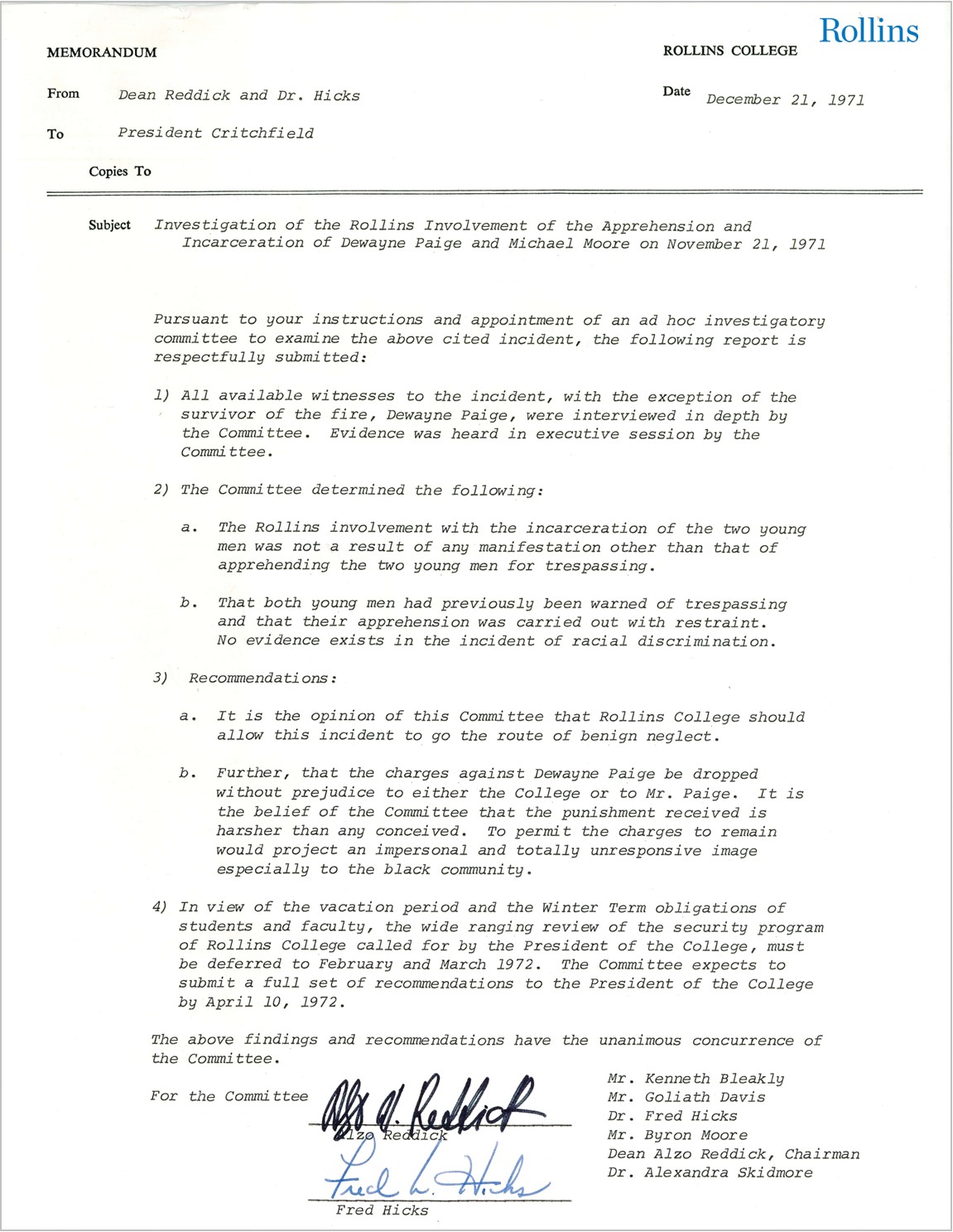 Pathway to Diversity – The History of Race Relations at Rollins: A ...